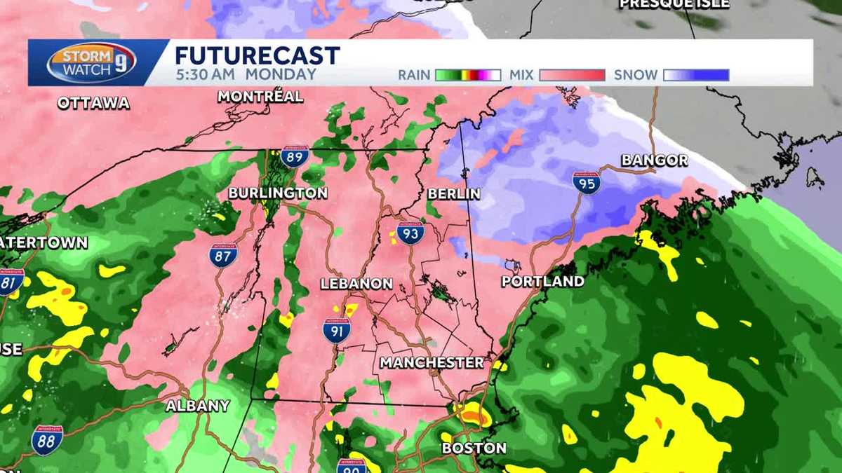 New Hampshire hourly weather: Track wintry mix Sunday night into Monday ...